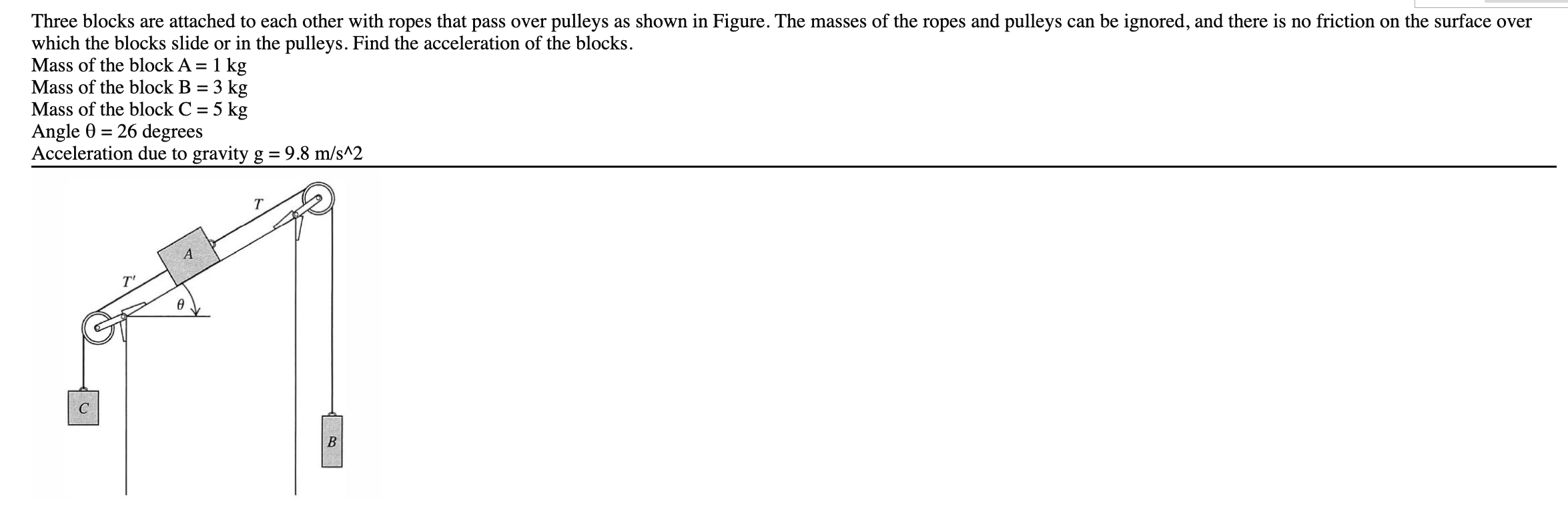 Solved Three blocks are attached to each other with ropes | Chegg.com