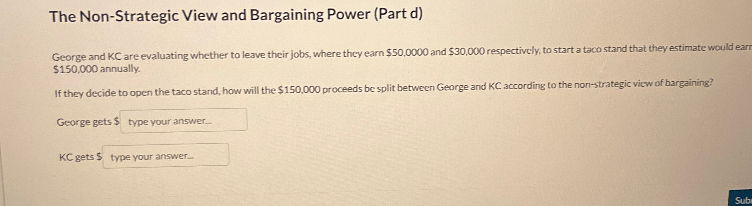 Solved The Non-Strategic View and Bargaining Power (Part | Chegg.com