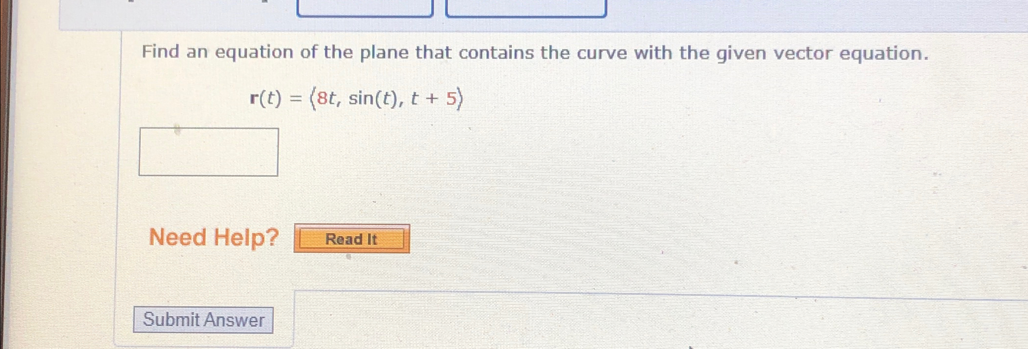Find an equation of the plane that contains the curve | Chegg.com