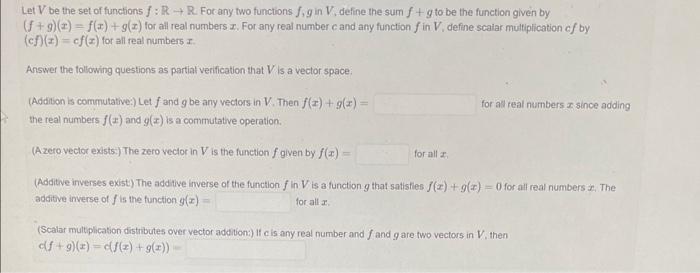 Solved A vector space over R is a set V of objects (called | Chegg.com