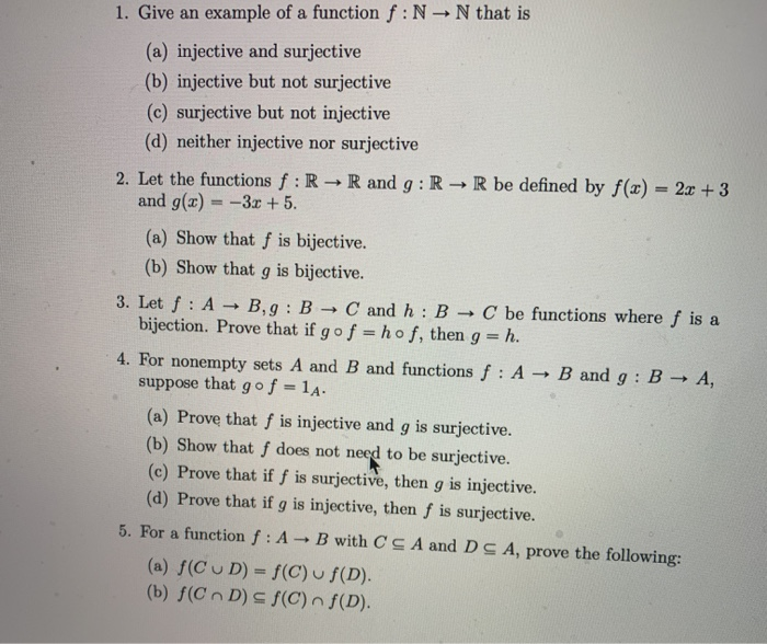 Solved 1. Give an example of a function f:N N that is (a) | Chegg.com
