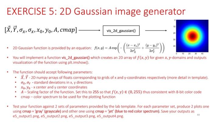 Solved EXERCISE 5: 2D Gaussian image generator 10 [X, Y, Ox, | Chegg.com