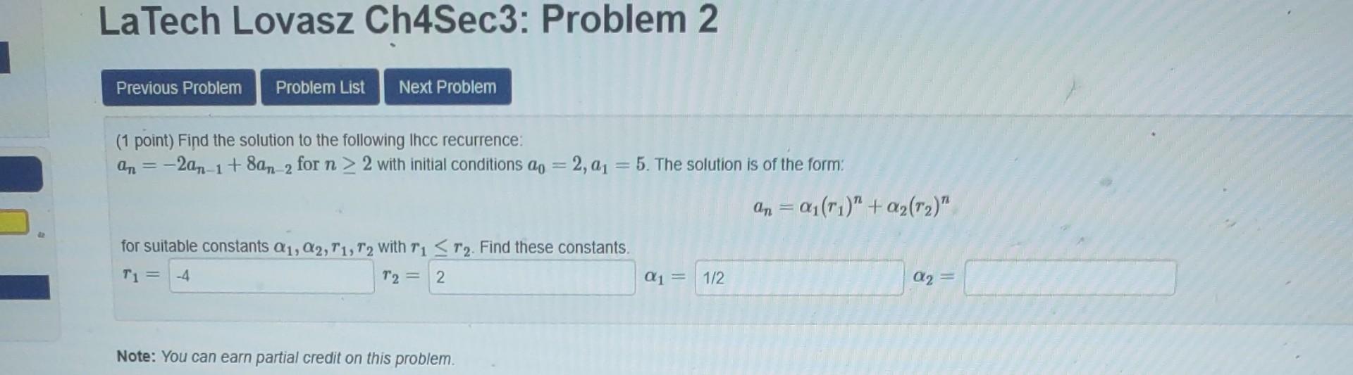 Solved LaTech Lovasz Ch4Sec3: Problem 2 (1 point) Find the | Chegg.com