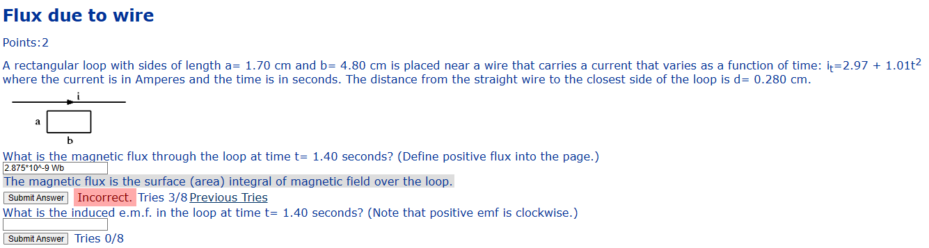 Solved Flux due to wirePoints:2A rectangular loop with sides | Chegg.com