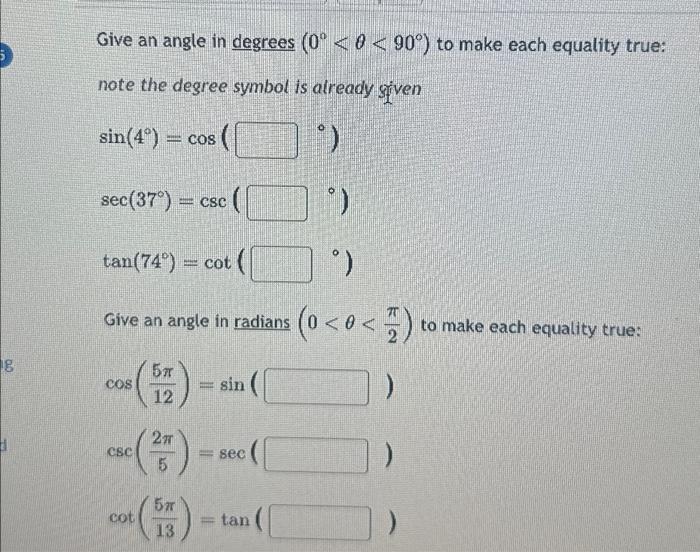 Solved d Give an angle in degrees (0º