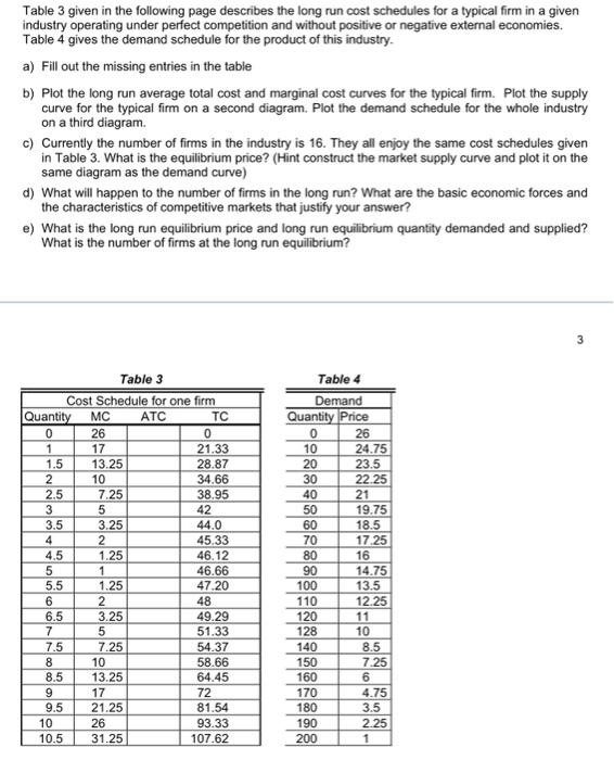 Solved Table 3 given in the following page describes the | Chegg.com
