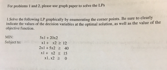 Solved For problems 1 and 2, please use graph paper to solve | Chegg.com