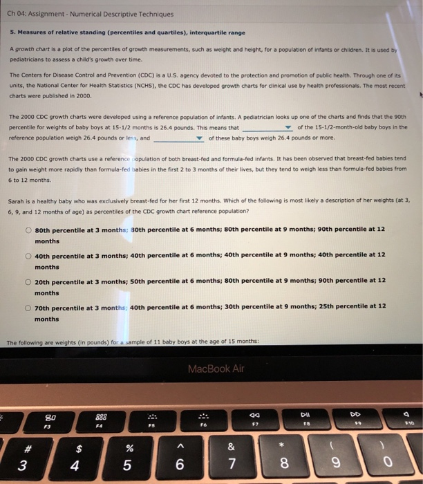 Ch 04: Assignment - Numerical Descriptive Techniques | Chegg.com