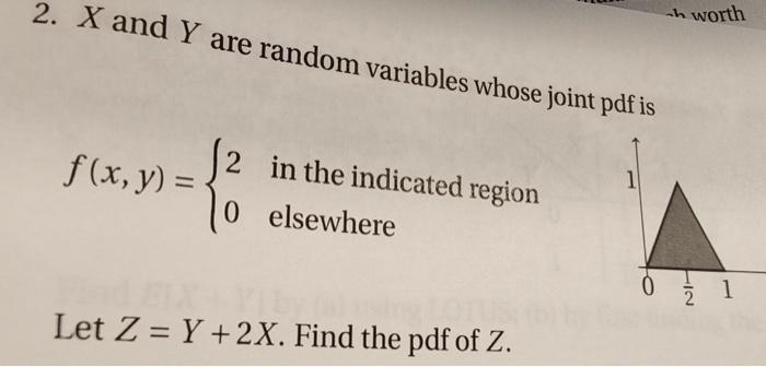 Solved 2. X and Y are random variables whose joint pdf is | Chegg.com