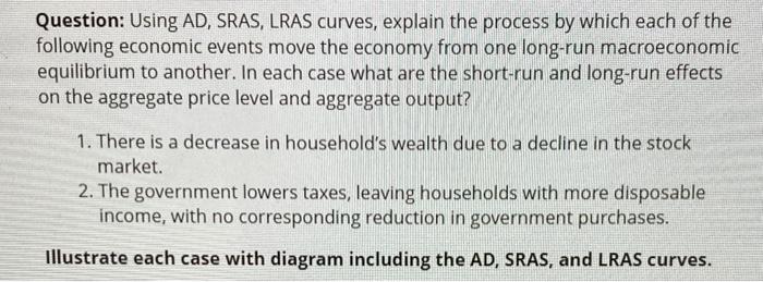 Solved Question: Using AD, SRAS, LRAS curves, explain the | Chegg.com