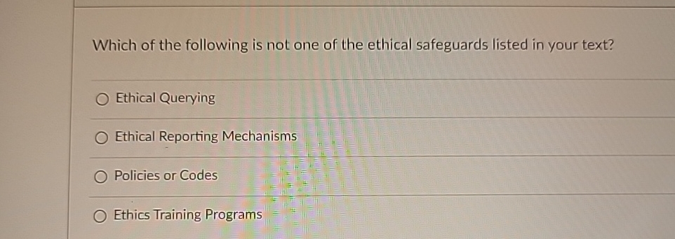 Solved Which of the following is not one of the ethical | Chegg.com