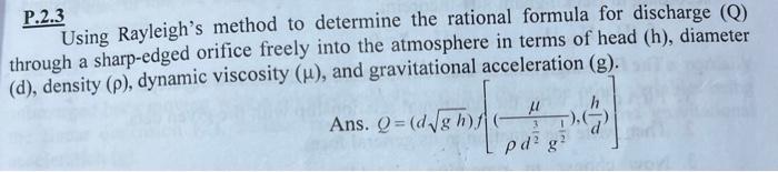 Solved P.2.3 Using Rayleigh's method to determine the | Chegg.com