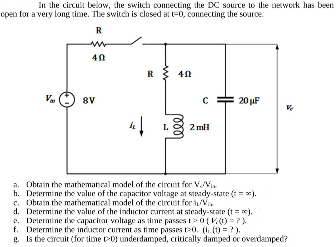 Solved In the circuit below, the switch connecting the DC | Chegg.com