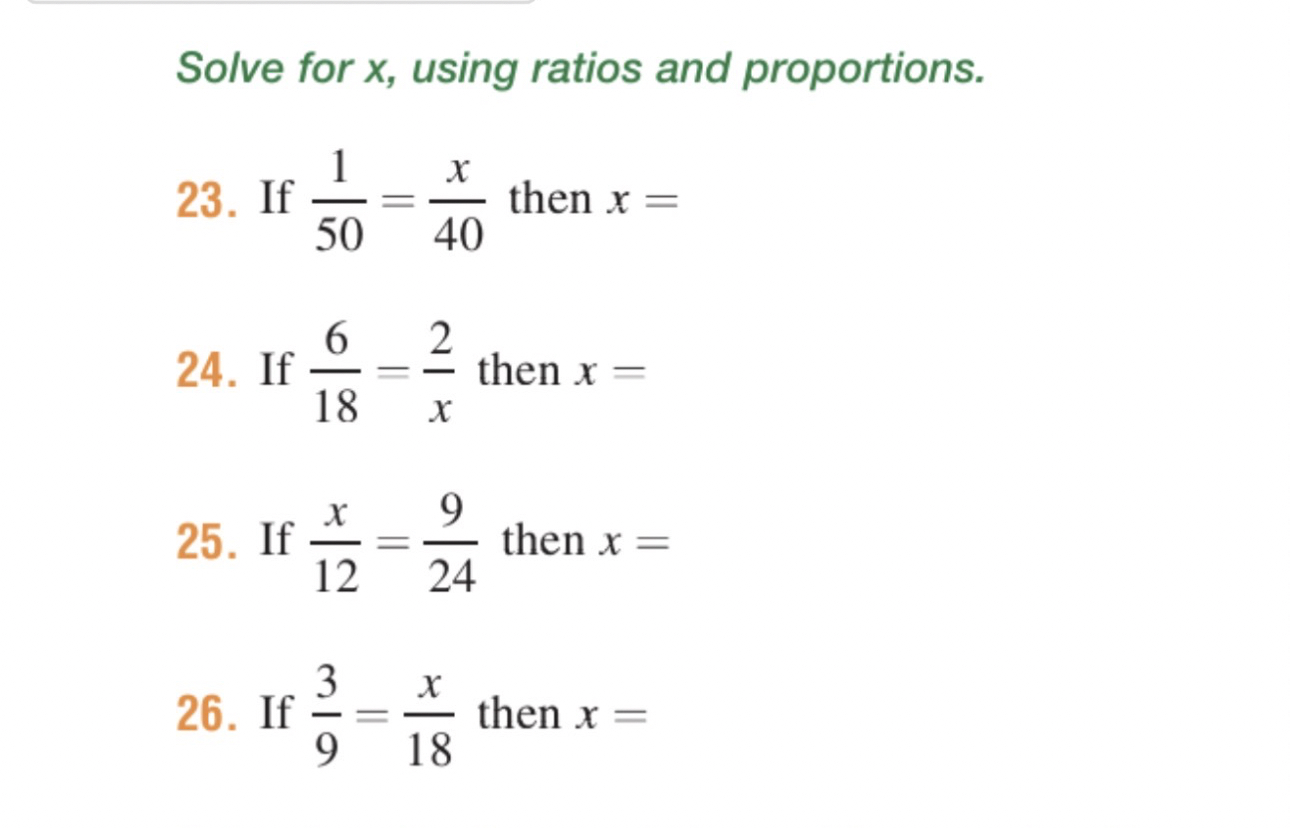 Solved Solve for x, ﻿using ratios and proportions.If 150=x40 | Chegg.com
