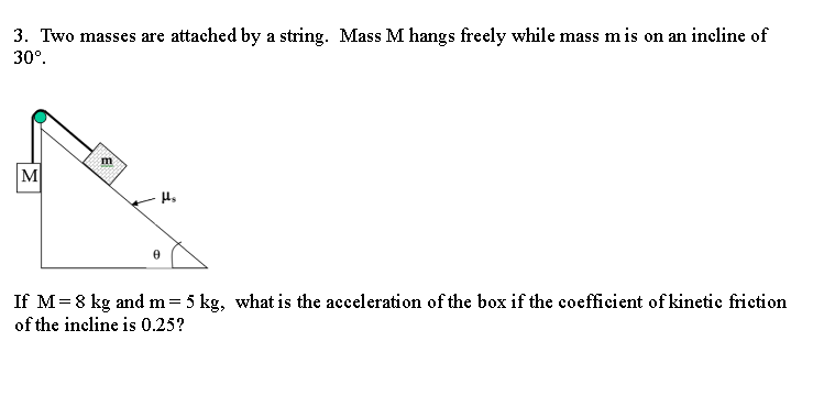Solved Two masses are attached by a string. Mass M ﻿hangs | Chegg.com