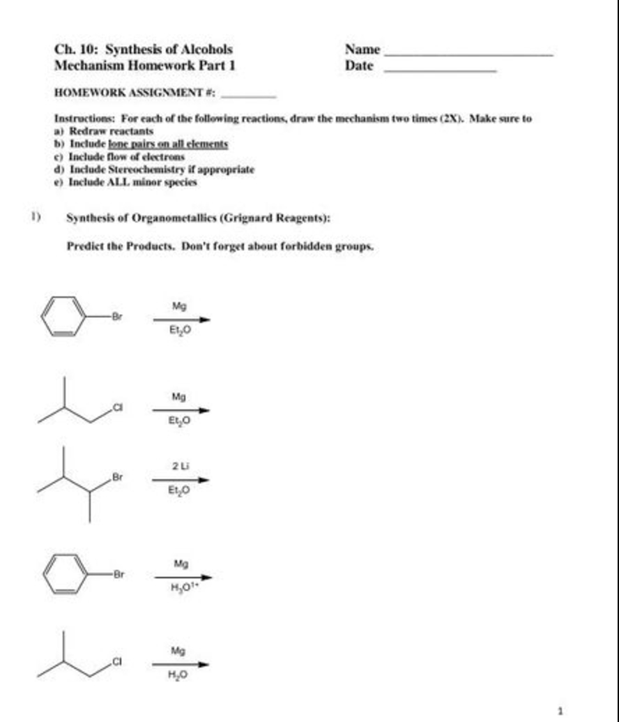 Solved Ch. 10: Synthesis of Alcohols Mechanism Homework Part | Chegg.com