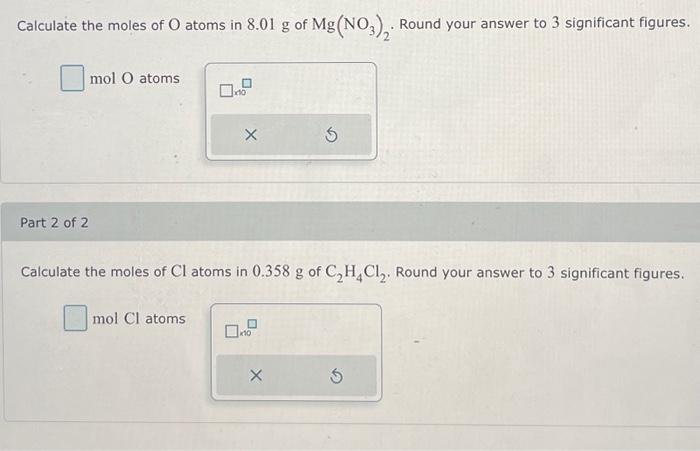 Solved Calculate the moles of O atoms in 8.01 g of Mg(NO3)2. | Chegg.com