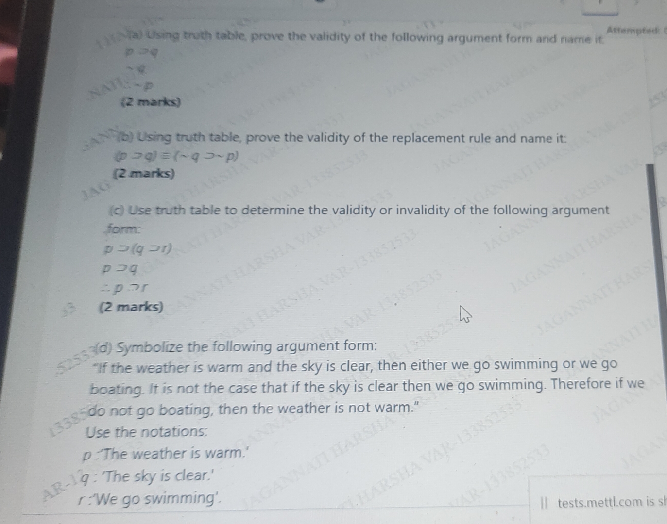 Solved AxtemptedAa bsing truth table, prove the validity of | Chegg.com