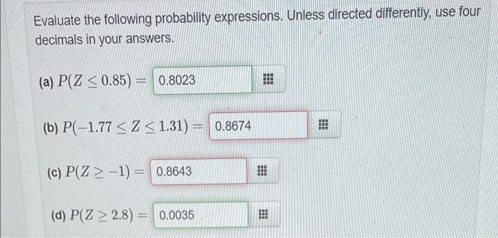 Solved Evaluate the following probability expressions. | Chegg.com