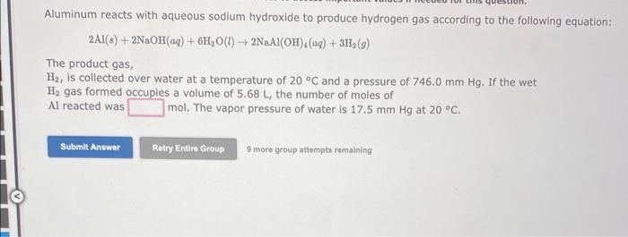 Solved Aluminum reacts with aqueous sodium hydroxide to | Chegg.com