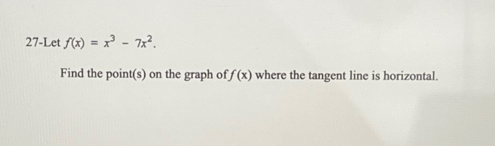 Solved 27-Let f(x)=x3-7x2.Find the point(s) ﻿on the graph of | Chegg.com