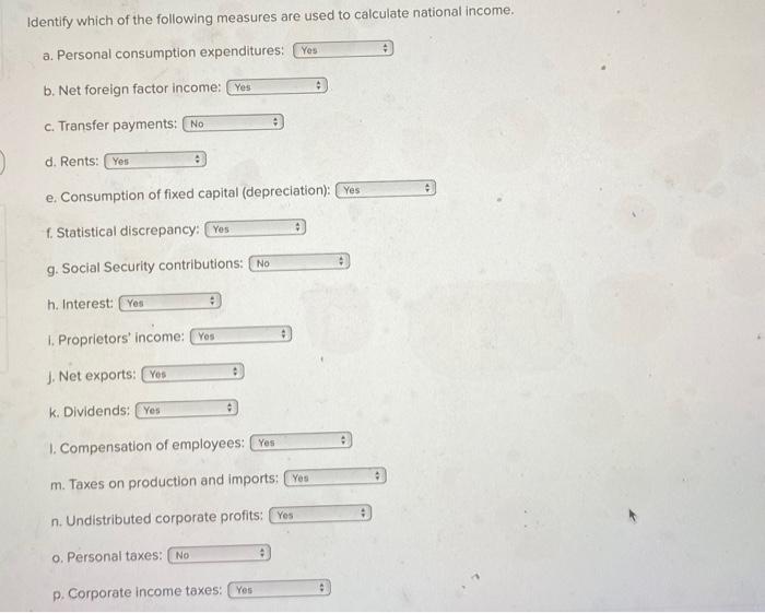 Solved Identify which of the following measures are used to | Chegg.com
