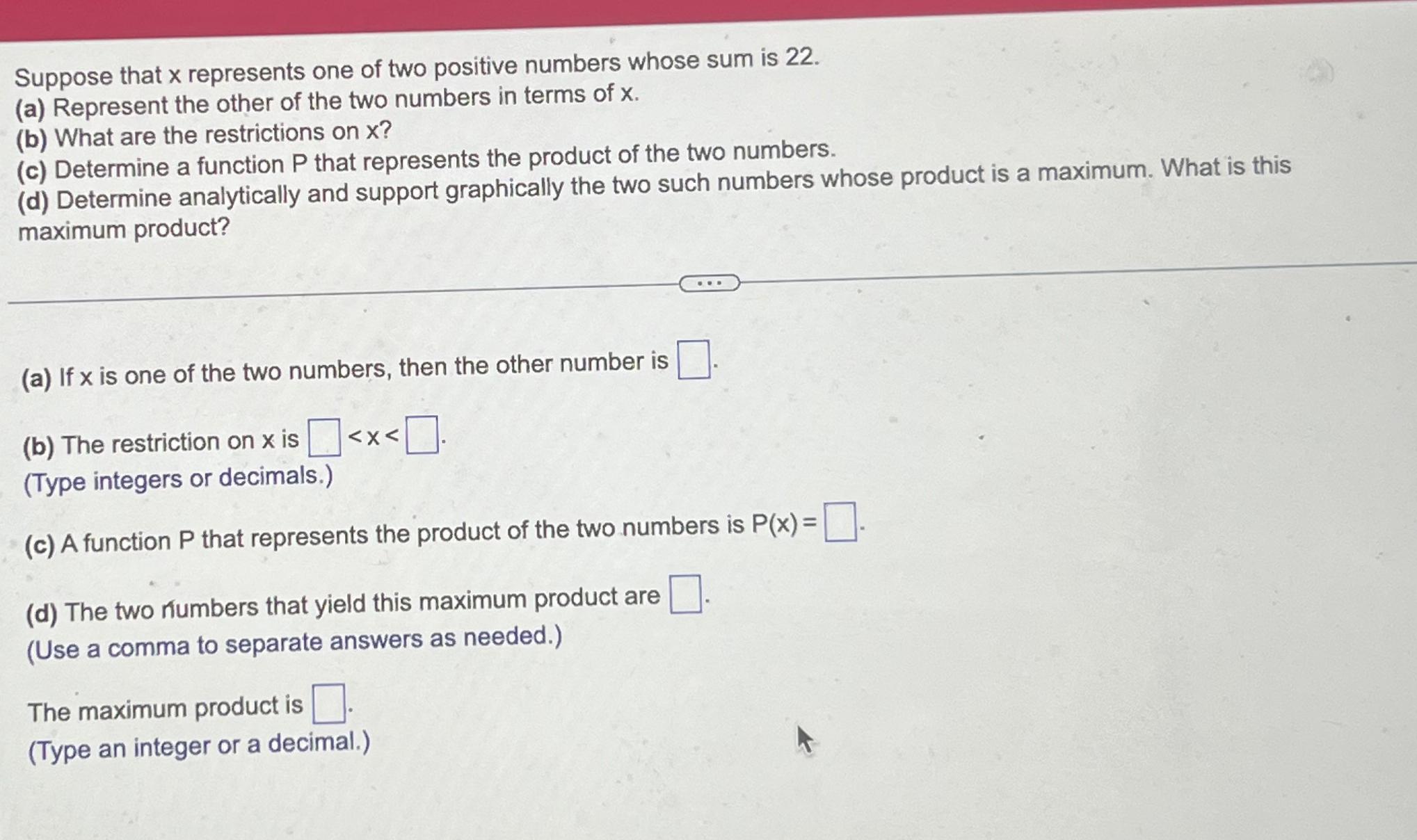 Solved Suppose that x ﻿represents one of two positive | Chegg.com