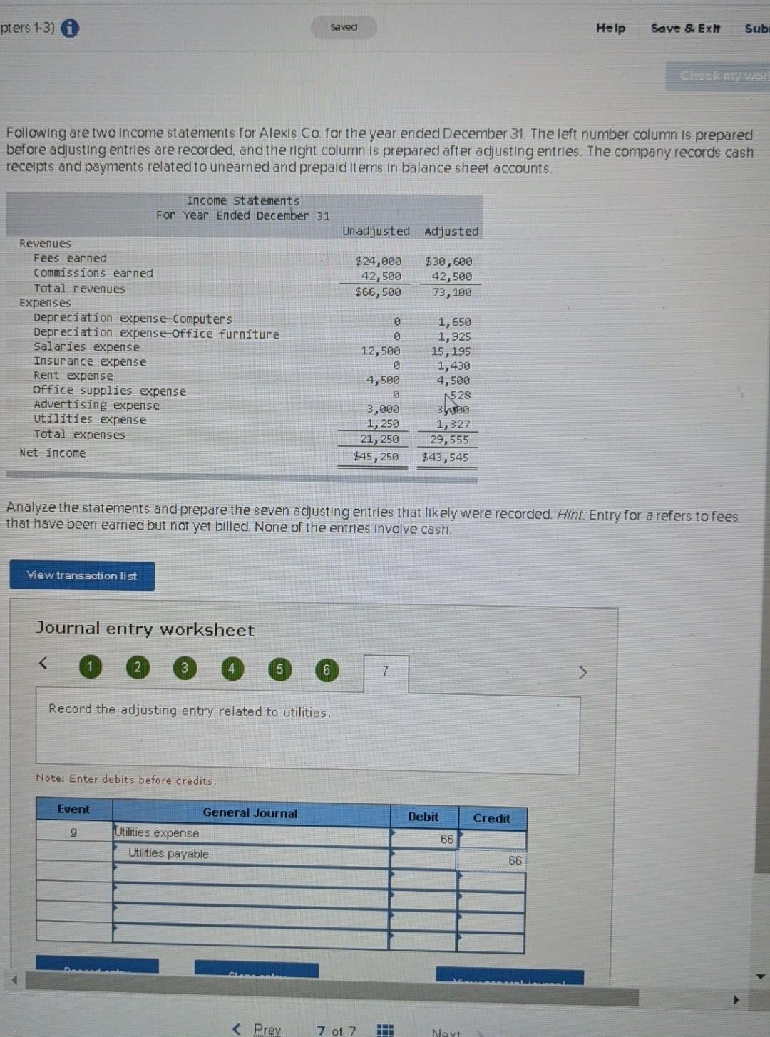 Solved pters 1-3) Saved Help Save & Exit Sub CECE Following | Chegg.com