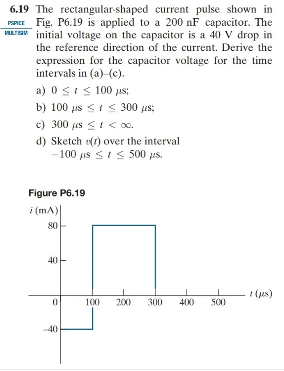 Solved 6.19 ﻿The rectangular-shaped current pulse shown | Chegg.com