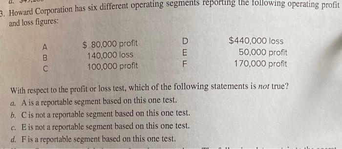 Solved Howard Corporation has six different operating | Chegg.com