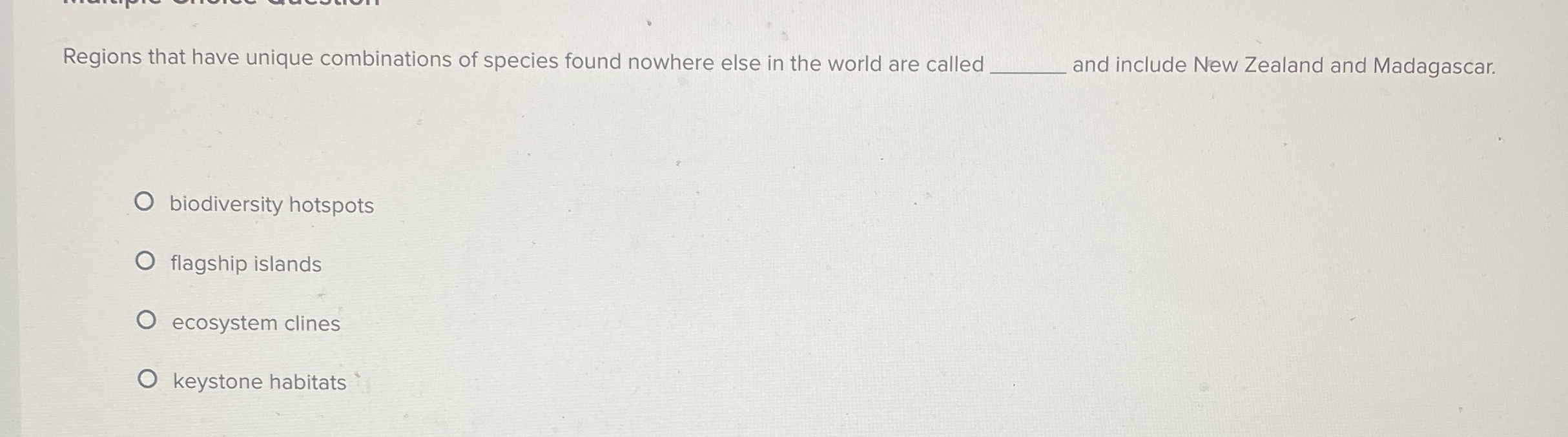 Solved Regions that have unique combinations of species | Chegg.com