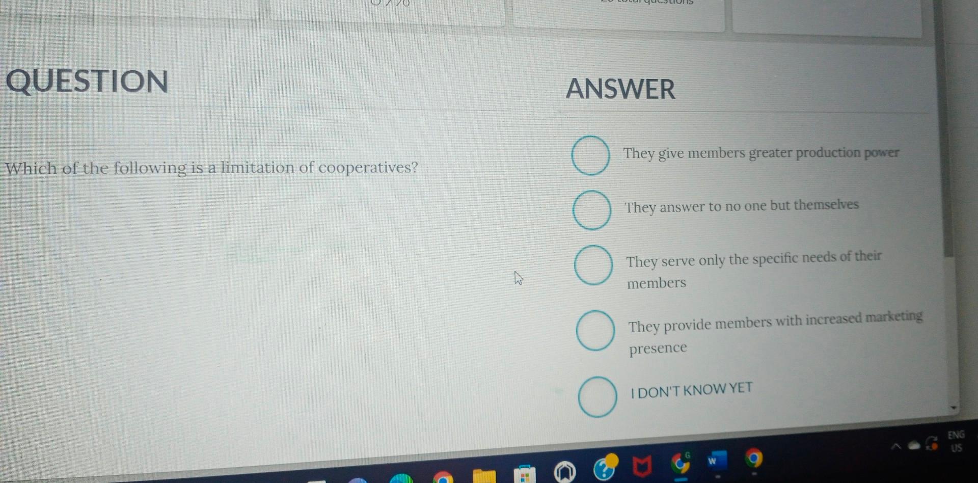 Solved QUESTION ANSWER Which of the following is a | Chegg.com