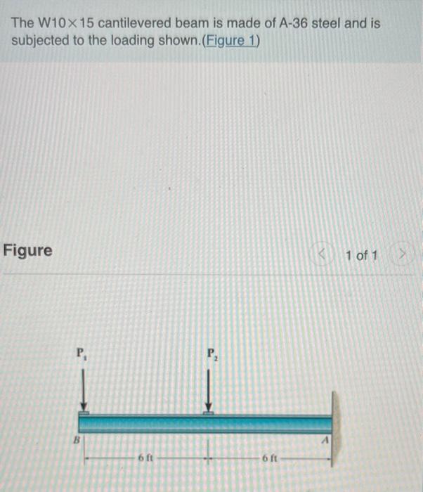 Solved The W10 15 cantilevered beam is made of A-36 steel | Chegg.com