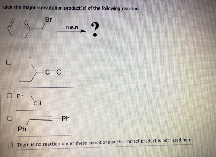 Solved Give the major substitution product of the following | Chegg.com