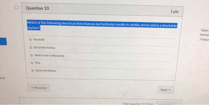 Solved Question 2 1 pts When the AED is analyzing the | Chegg.com