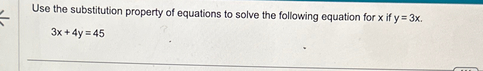 Solved Use the substitution property of equations to solve | Chegg.com