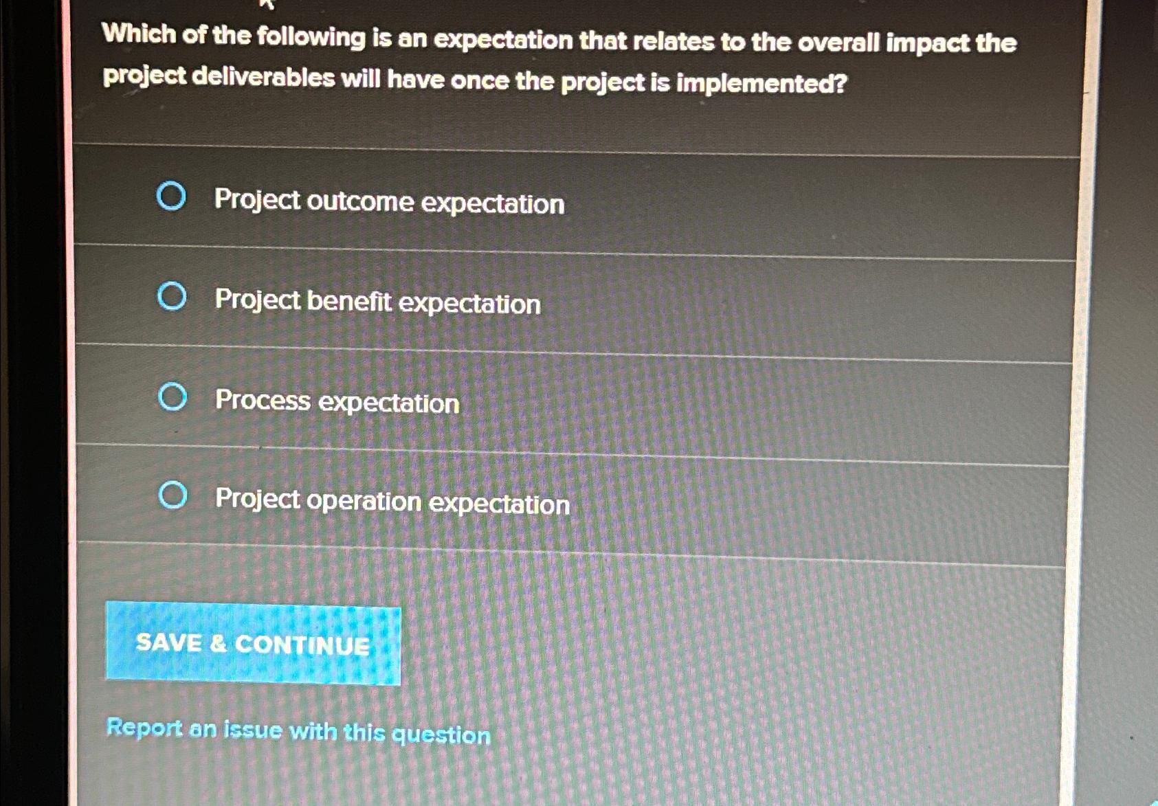 Solved Which of the following is an expectation that relates | Chegg.com