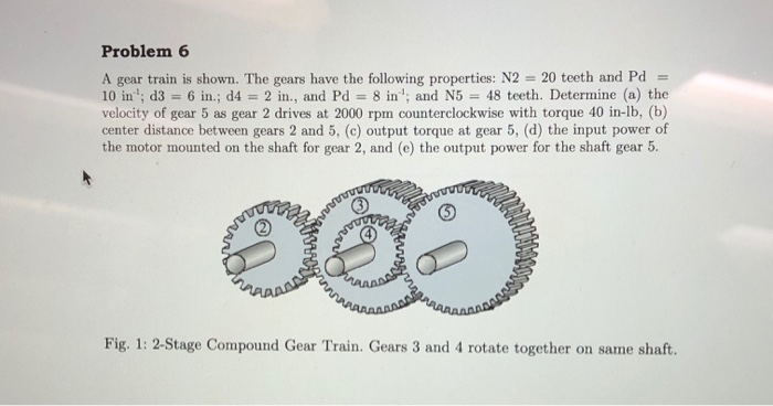 Solved Problem 6 A gear train is shown. The gears have the | Chegg.com