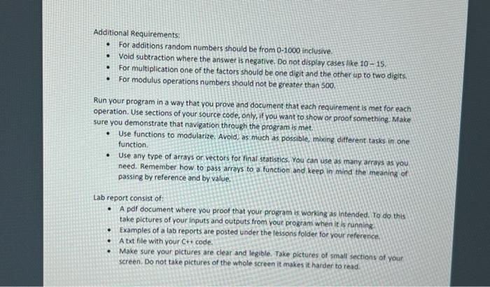 Solved C++ 1. LAB04. Create a lab report for the following | Chegg.com