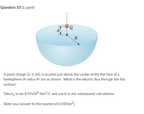 Solved Question 10 (1 ﻿point)A point charge Q=3.5nC ﻿is | Chegg.com