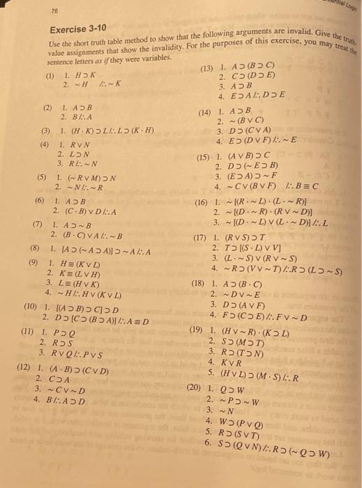 Hal Loge 76 Exercise 3-10 value assignments that show | Chegg.com