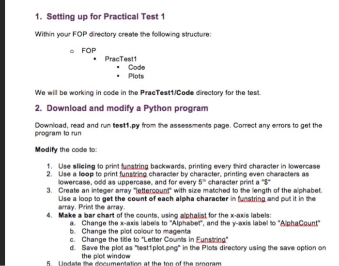 Solved 1. Setting up for Practical Test 1 Within your FOP | Chegg.com