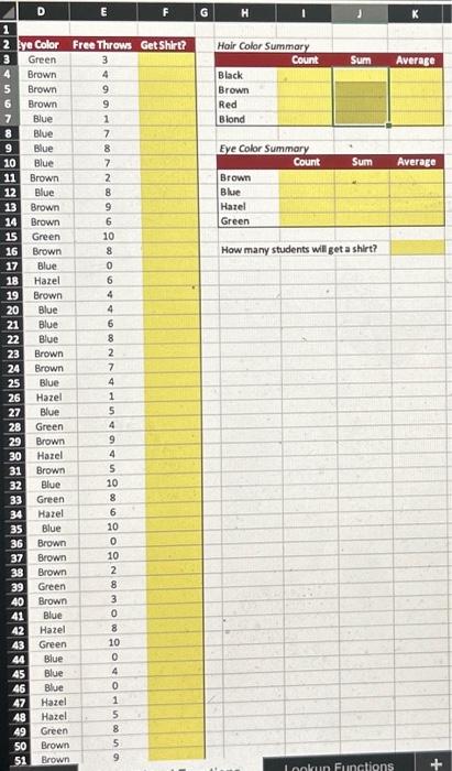 (2.3) Use the COUNTIF function in cell 111) to | Chegg.com