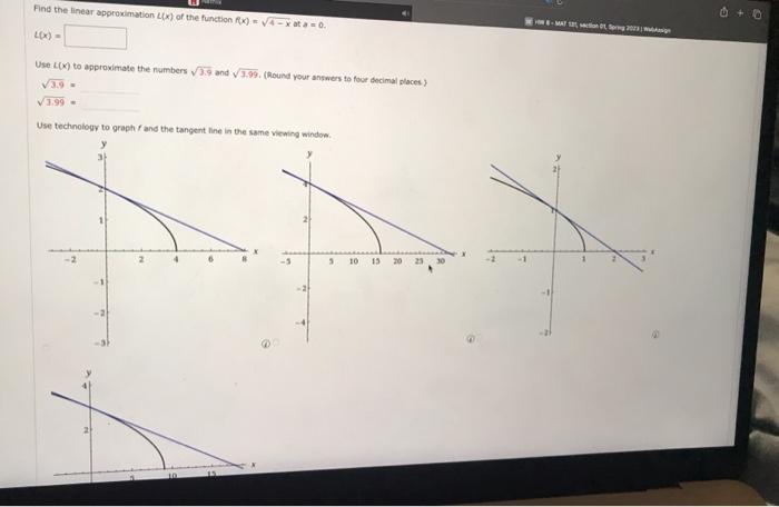 Solved Find The Linear Approximation L X Of The Function