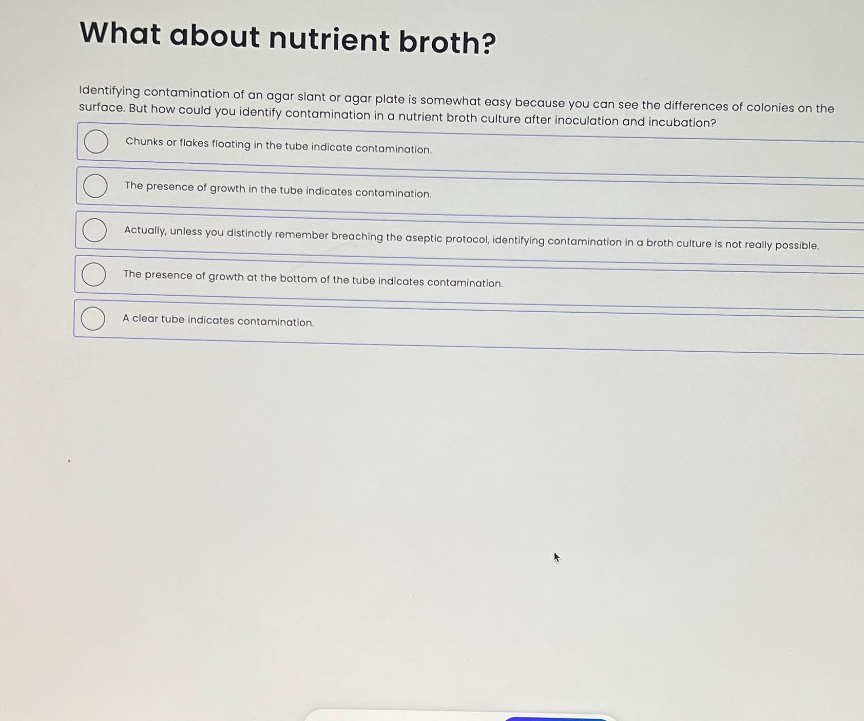 Solved What about nutrient broth?Identifying contamination | Chegg.com