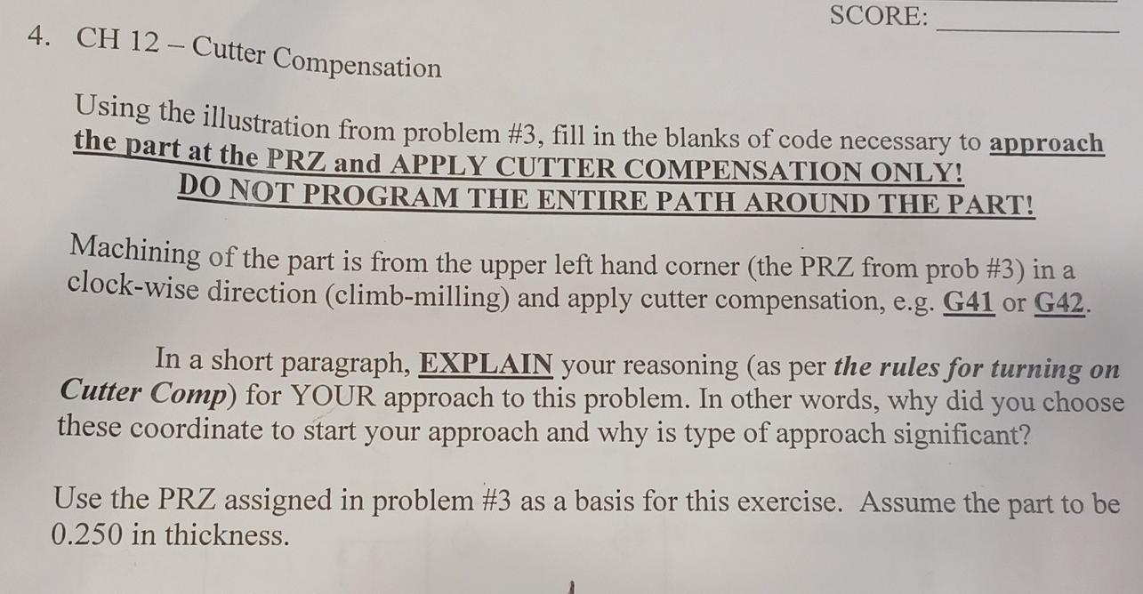 Solved 4. CH 12 – Cutter Compensation Using the illustration | Chegg.com