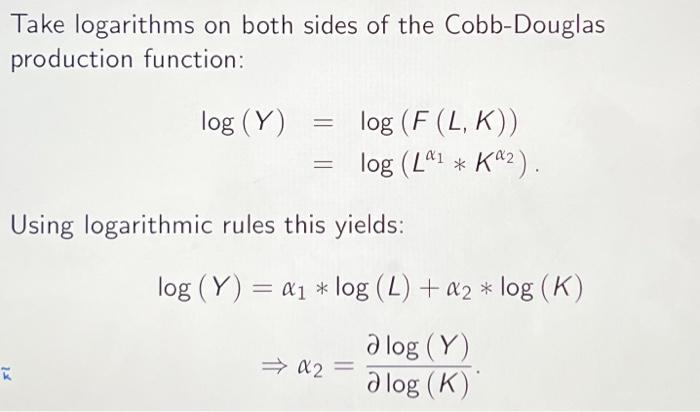 Solved Take logarithms on both sides of the Cobb-Douglas | Chegg.com