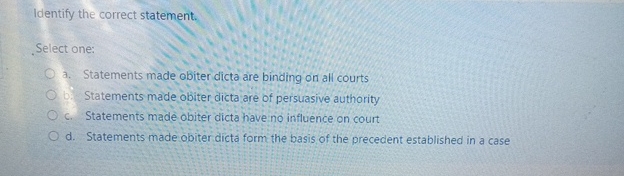Solved Identify the correct statement.Select one:a. | Chegg.com
