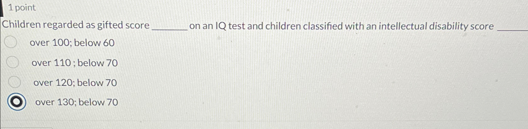 Solved 1 ﻿pointChildren regarded as gifted score on an IQ | Chegg.com