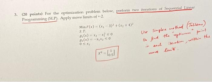 Solved 3. (20 points) For the optimization problem below, | Chegg.com